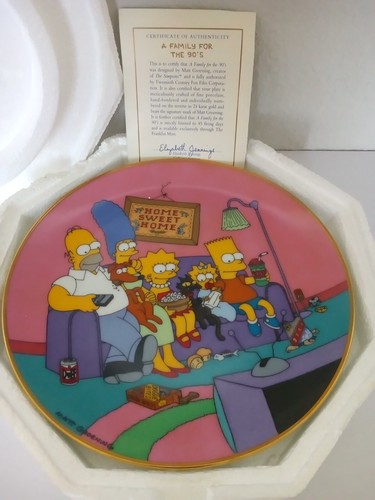 Vintage Simpsons Franklin Mint 8" Plate - A Family for the 90's - w ...