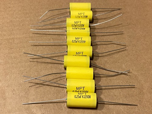 Qty 10 New .25 uf 1200v Yellow Film Capacitors Guitar Tube Amp Axial 1 ...