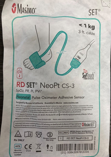Masimo 4479 RD Set NeoPt CS-3 Neonatal Pulse Oximeter Adhesive Sensor ...