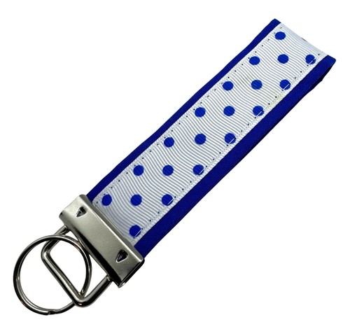 Blue Polka Dots Key Chain, Blue Key Fob, Fabric Polka Dots Keychain | eBay