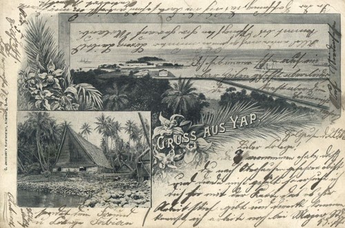 German Caroline Islands, Yap Island, Panorama, Native House (1906 ...
