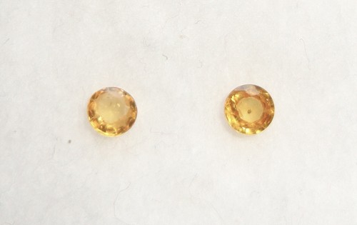 Pair 3.75 mm Round Golden Yellow 0.50 Ct Sri Lanka Sapphire Super ...