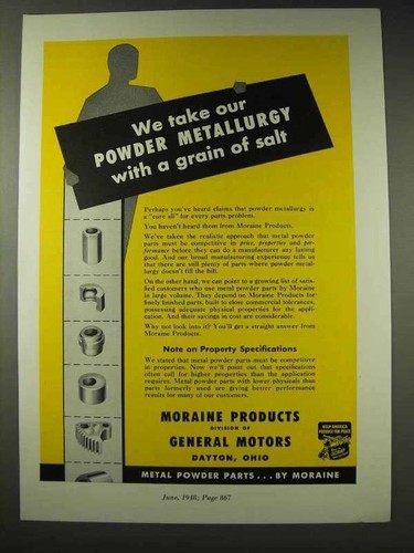1948 Moraine Products Ad - Our Powder Metallurgy | eBay