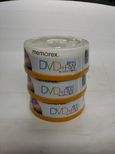 Memorex DVD+RW 4x 4.7 GB 120 min Rewritable 75 Pack Spindle New Sealed ...