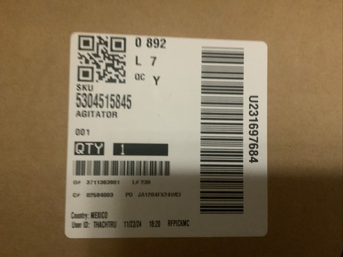 Frigidaire Washer/Dryer Combo OEM Part FLCE7522AW Agitator 5304515845 ...