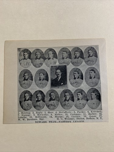 Newark Sailors NJ Clyde Engle Oscar Stanage 1907 Baseball Team Picture ...