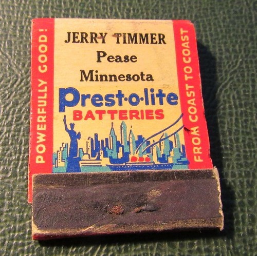 Matchbook - Prest o Lite Batteries Jerry Timmer Pease MN w/ matches | eBay