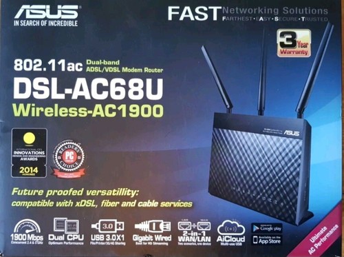 ASUS DSL-AC68U Dual Band Wireless-AC1900 ADSL VDSL Modem Router ...