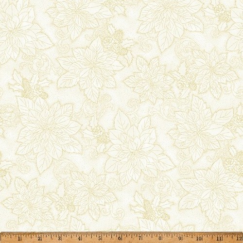 Christmas Splendor By Hoffman Fabrics -Natural/Gold Dotty Poinsettia # ...