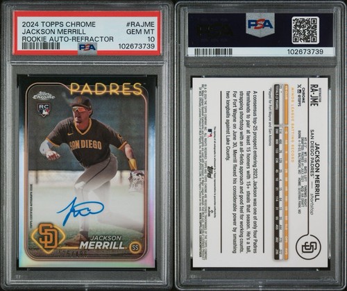 2024 Topps Chrome Jackson Merrill Refractor Autograph 125/499 PSA Gem ...