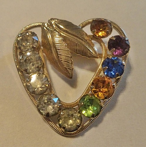 Rhinestone Heart Pin by Carla | eBay