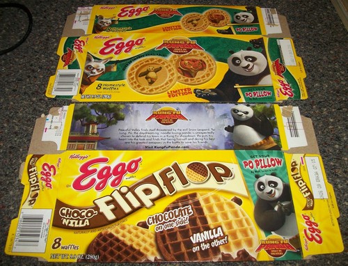 VINTAGE TWO DIFF. 2008 KELLOGG'S EGGO & EGGO FLIP FLOP KUNG FU PANDA ...