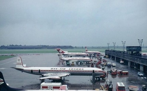 Manchester Airport - Dan Air BAC-1-11 Boeing 707 727 Comet - postcard ...