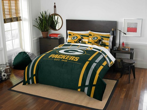 NFL Green Bay Packers Plush Comforter & Sham Set, New (Full/Queen Size ...