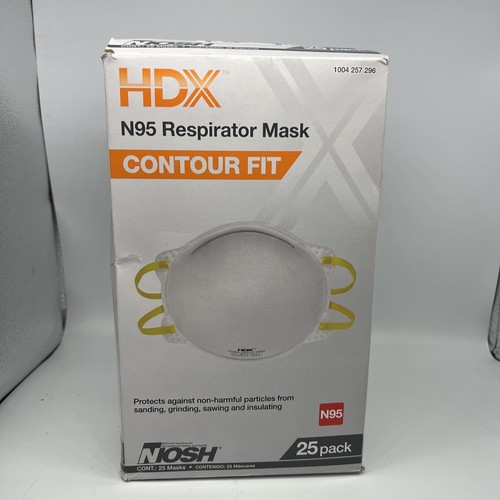 25 Pack Ct HDX N95 Respirator Mask Contour Fit Sanding Grinding ...