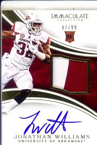jon williams rookie draft auto jersey patch arkansas razorbacks college ...