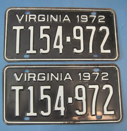 1972 Virginia truck License Plates Matched Pr DMV clear for ...