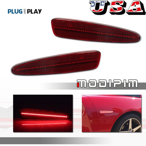 For Chevy Corvette C6 2005-2013 Red Lens LED Side Marker Lights Rear ...