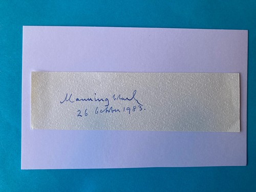 Manning Clark - signed autograph slip, Australia historian and author ...