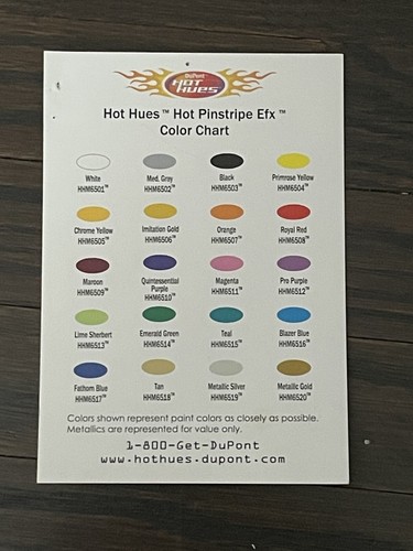 Axalta Coating Systems Vintage DuPont Hot Hues Pinstripe EFX Color Chip ...