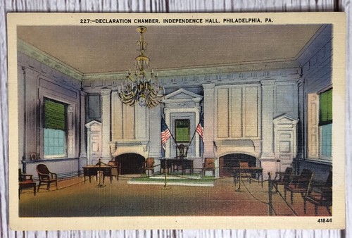 Philadelphia PA Independence Hall Declaration Chamber c1940s Linen Vtg ...