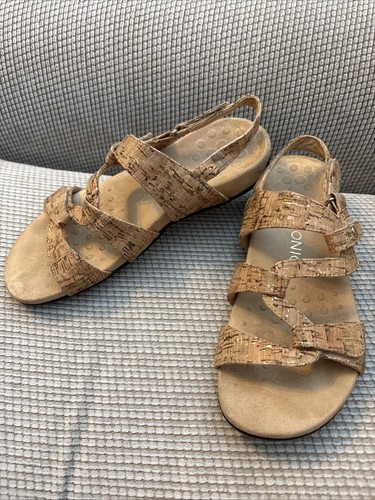 Vionic Sandals Women’s 7 Rest Paros Strappy Brown Cork Casual Slingback ...
