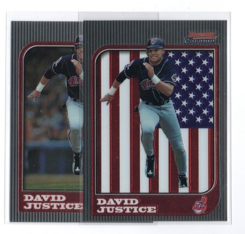 DAVID JUSTICE CLEVELAND INDIANS 1997 BOWMAN CHROME INTERNATIONAL 2X LOT ...