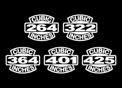 2 NAILHEAD V8 DECALS 264-322-364-401-425 CUBIC INCHES CID EMBLEMS ...