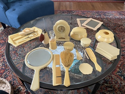 Vintage Antique Pyralin DuBarry Celluloid Art Deco Vanity 23 pc Set | eBay