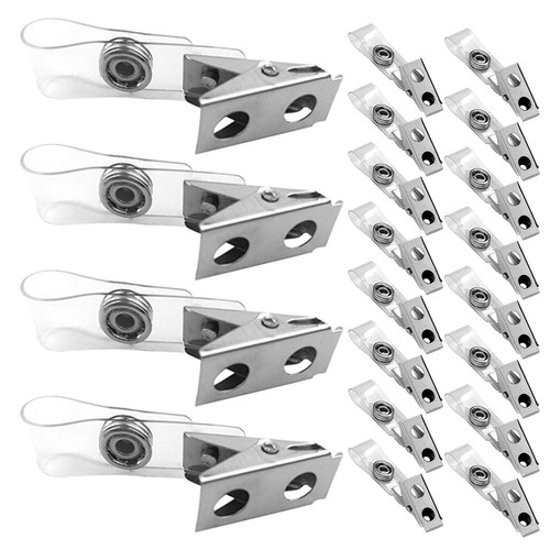250pcs Badge Clip: Double Hole Name Tag Clips - Small Id Badge Holder ...