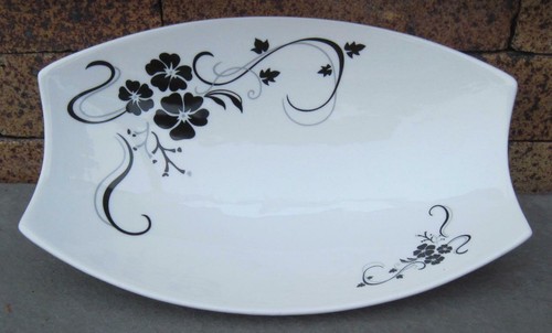 D'Lusso Home Collection Porcelain Black and White Floral Serving Dish ...