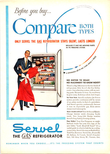 Servel Gas Refrigerator, Couple, Man with Pipe, 1950 Today's Woman VTG ...