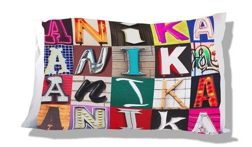 ANIKA Personalized Pillowcase featuring the name in photos of sign ...