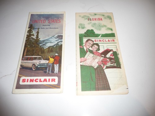 2 VINTAGE SINCLAIR ROAD MAPS - 1953 FLORIDA - 1955 UNITED STATES - FREE ...