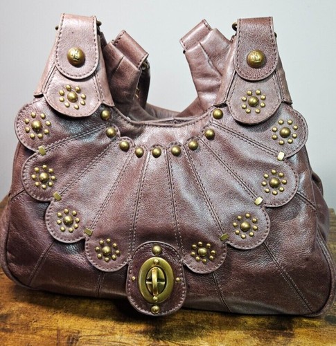 Lockheart Brown Leather Hobo Shoulder Bag Purse with Brass Accents ...