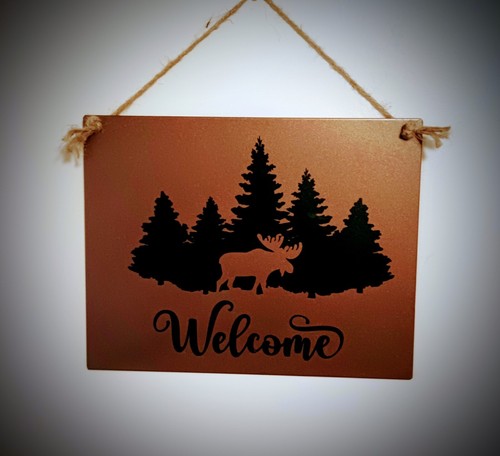 Metal Rustic Cabin Decor Moose Welcome Sign wall art | eBay