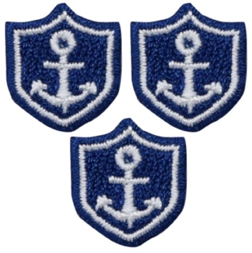 3-Pack Mini Anchor Applique Patch Nautical Shield Sailing Embroidered ...