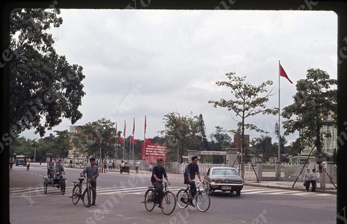 sl81 Original slide 1970’s China ? city street roadside billboard 764a ...