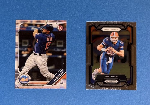 Lot Of 2 Tim Tebow Cards 2024 Prizm Draft Picks Football & 2019 Bowman ...