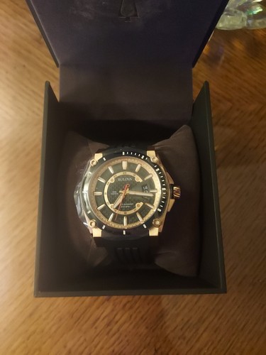 Bulova Precisionist 98b152 Mens Black Strap Watch | eBay
