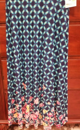 Lularoe Maxi, Small, Blue Geometric Butterflies Flower Floral Dipped ...