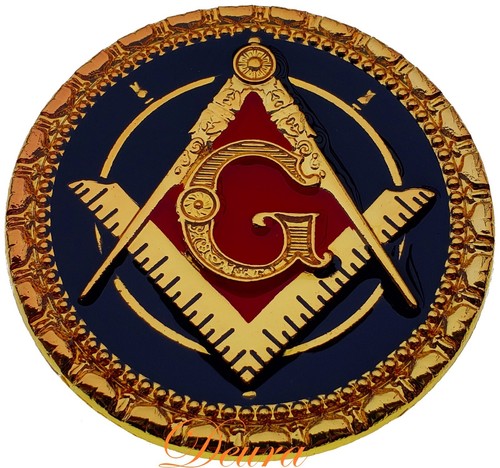 Masonic Master Mason Square Compass RED BLACK and Gold Car Auto Emblem ...