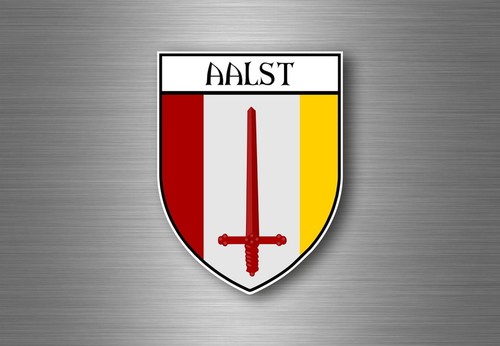 Sticker decal souvenir car coat of arms shield city flag aalst belgium ...