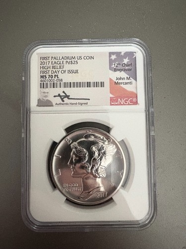 First Palladium Eagle US coin 2017 high relief FIRST DAY OF ISSUE ...