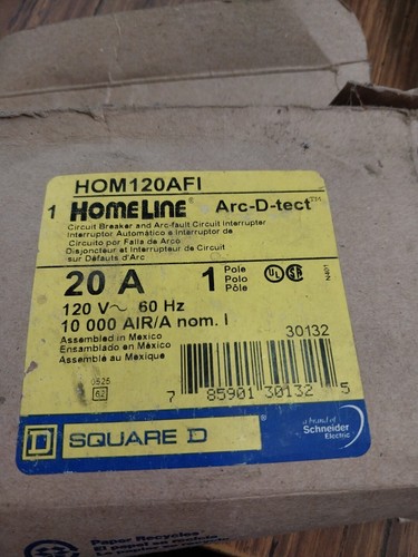 Square D HOM120AFI 20 A Miniature Circuit Breaker 785901301325| eBay