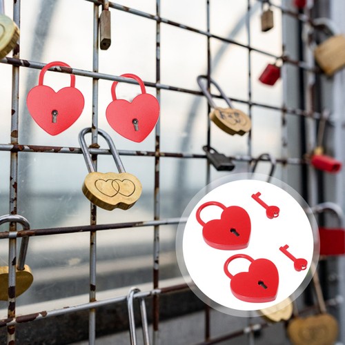 2Pcs Small Heart Shaped Lock Metal Luggage Locks Couples Wish Lock ...