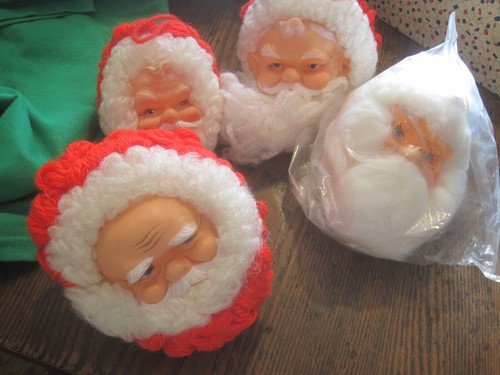 Plastic Santa FACE/Head&YARN Christmas CRAFTS COTTON SANTA W/GLASSES ...