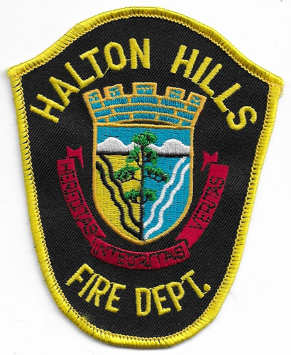 Halton Hills Fire Dept. - gold, Ontario, Canada (3.75" x 4.5") fire ...