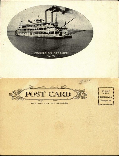 Excursion steamer W.W. Oval inset image UDB pre-1908 | eBay