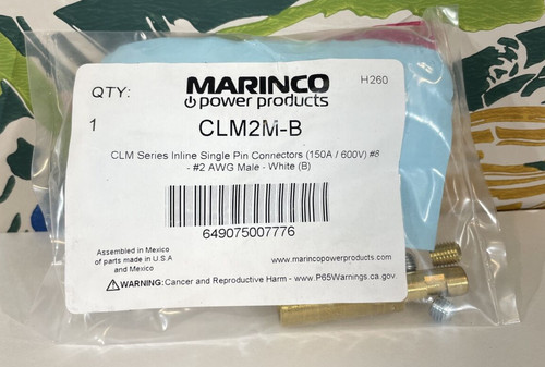 Marinco CLM2M-B CLM Series Inline Single Pin Connector (150A/600V) WHT ...